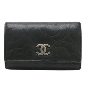 Chanel Pre-owned &Eacute;tui 6 cl&eacute;s Cam&eacute;lia - Femme - Pre-owned - Noir - Taille: ONE Size