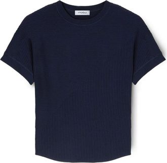 Motivi Femme, Pulls, Bleu, Taille: 42 FR Top en maille c&ocirc;tel&eacute;e &agrave; manches kimono