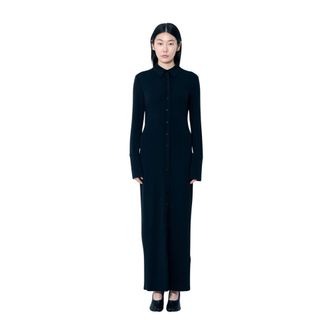 Sportmax Crepe Jersey Hemdblusenkleid Maxikleid - - Dresses - Damen - Schwarzk - M