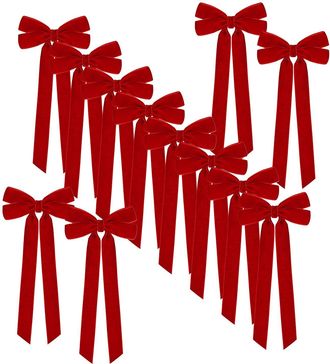 Generic Samt-Weihnachtsschleifen - 12-teiliges Pl&uuml;sch-Set, Weiche Stoffdekoration, Elegante Weihnachtskranz-Verzierung, Kaminsims-Treppen-, Festliche Haust&uuml;r-