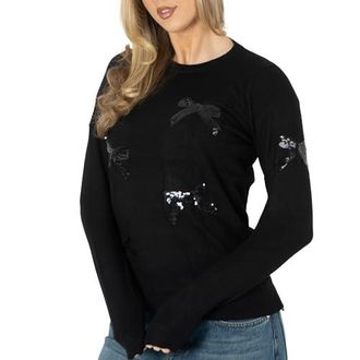 Noroze Pull de No&euml;l pour Femme - Slogan &laquo; &Eacute;clat &raquo; &agrave; Paillettes et noeud Papillon, Pull-Over Festif en Maille Douce, Chandail de No&euml;l Original pour Femme (Roy