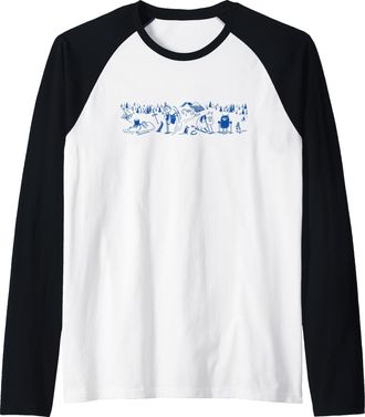 Moomin Blue Mymble Moomintroll Stinky Skifahren Wintersportspiele Raglan