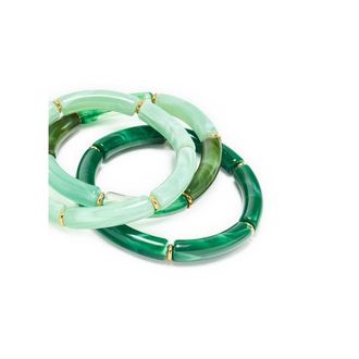 Au Printemps Paris Set von Harzarmbändern - grün