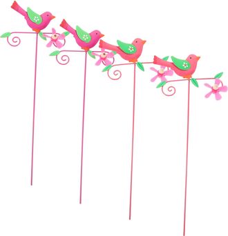 Milisten 4st&uuml;cke Teiliges Gartendeko-Vogel Eisen Bunte Gartenstecker Mit Metallst&auml;ben Wetterfeste Au&szlig;en-Dekoration F&uuml;r Blumen Rasen Stabile Rostfreie Gartenorn