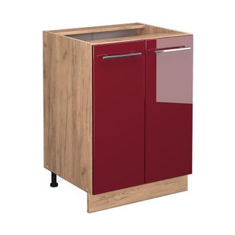 Vicco Küchenunterschrank Fame-Line, Bordeaux Hochglanz, 60 cm ohne Arbeitsplatte, Vicco