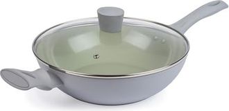 Salter Earth Wok-Pfanne, 28 cm, gesunde Keramik-Antihaftbeschichtung, PFAS-freies Induktions-Kochgeschirr, kleines Aluminium-Rührbraten, leicht zu reinigen, 