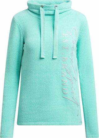 soccx Damen Chenille-Pullover mit hohem Kragen und Artwork Aqua Splash, XXXL