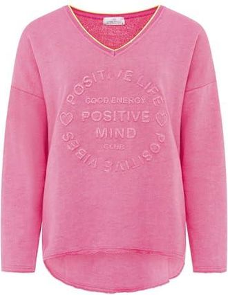 Zwillingsherz Sweat-shirt pour femme avec inscription - Pull surdimensionné en coton - T-shirt à manches longues avec col en V - Haut de loisirs confortable avec me