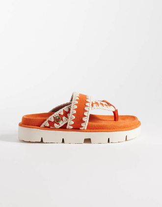 Mou Mou - Sandalen in Orange mit Ziern&auml;hten
