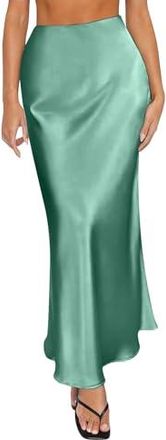 Generic Figurine N Roll Satin avec tour de taille Jupe en tricot Noir, Vert menthe., XL