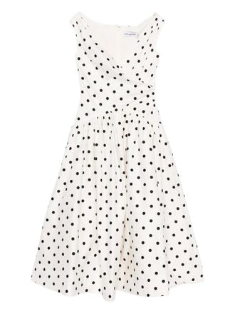 Self Portrait polka-dot wrap midi dress - Blanc