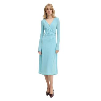 Karl Lagerfeld Robe mi-longue fluide zipp&eacute;e en jersey - Femme - Robes - Bleu - Taille: 36 FR