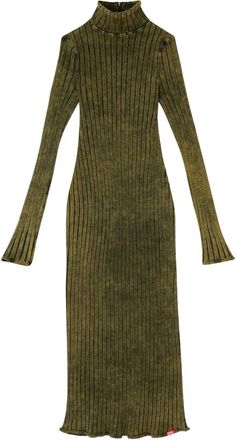 Diesel robe côtelée D-Wavya à coupe mi-longue - Vert