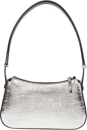 Lanvin Hobo Bags - Metallic Crinkled Silver Shoulder Bag - Gr. unisize - in Wei&szlig; - f&uuml;r Damen
