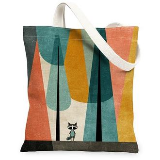 Generic Sacs fourre-tout multicolores en toile de raton laveur, sacs d&eacute;picerie r&eacute;utilisables, l&eacute;gers et lavables avec bandouli&egrave;re, multicolore, 13x15 Inch