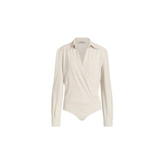 Alberta Ferretti Femme, Tops, Beige, Taille: 44 FR Body en velours stretch drap&eacute;