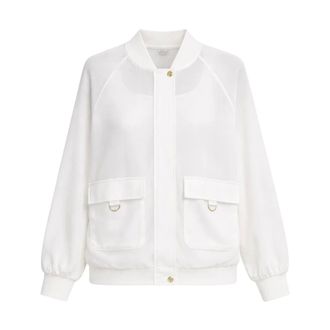 Liu Jo Femme, Vestes, Blanc, Taille: 38 FR Mesh Bomber Jacket