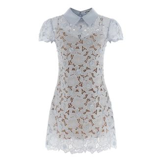 Self Portrait Femme, Robes, Bleu, Taille: 42 FR Guipure Lace Mini Dress
