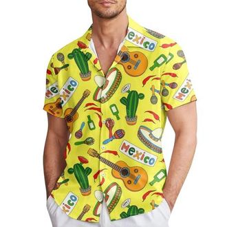 Generic 2025 - Chemises &agrave; poitrine de style mexicain pour homme, printemps et &eacute;t&eacute;, revers d&eacute;contract&eacute;, imprim&eacute; complet, manches courtes, chemises de compressi