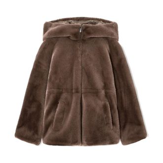 Emporio Armani Femme, Vestes, Brun, Taille: 34 FR Blouson r&eacute;versible &agrave; capuche