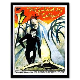 Wee Blue Coo Movie Film Cabinet Doctor Caligari Silent Horror Krauss Germany Art Print Framed Poster Wall Decor Kunstdruck Poster Wand-Dekor-12X16 Zoll
