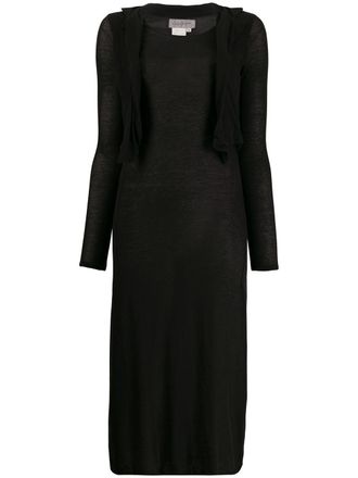 Yohji Yamamoto robe ajustée à détail de veste superposée - Noir