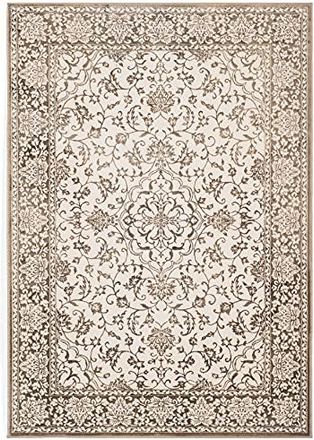 Safavieh Traditionell Teppich für Wohnzimmer, Esszimmer, Schlafzimmer - Noble Collection, Kurzer Flor, Braun und Creme, 99 X 140 cm
