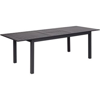 Beliani Gartentisch Dunkelgrau Aluminium Rechteckig 180x90 cm Ausziehbar 240x90 cm f&uuml;r 8 Personen Latten-Optik Modern Outdoor Terrasse Ausziehtisch