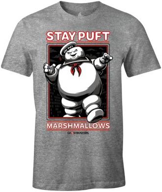 Cotton Division T-Shirt Homme Ghostbusters «FLATMALLOW», Reference : MEGHOSDTS037, Gris Melange, Taille XL