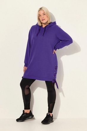 Ulla Popken Sweatshirt Long-Hoodie Satinbänder Kapuze Langarm