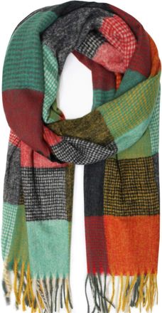 Glamexx24 Karierte Strickschal XXL Damen lang Kuschelige warme Schal mehrer farben Fransen Poncho Schal Oversized Deckenschal