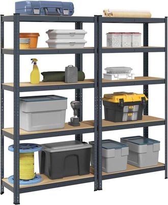 vidaXL Lagerregale mit 5 Böden 2 Stk. Anthrazit Stahl & Holzwerkstoff - Vidaxl