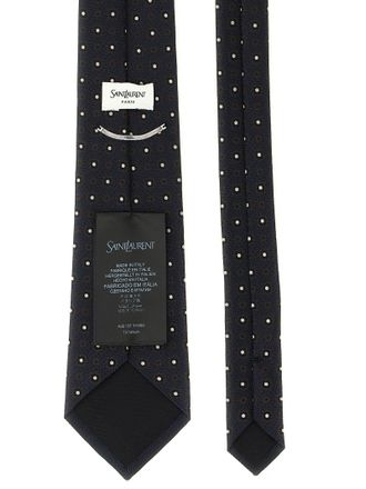 Saint Laurent Silk Jacquard Polka Dot Necktie - Black