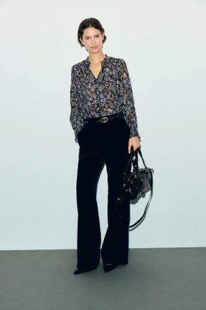 Gerard Darel Pantalon large de tailleur en velours - MYA - Marine