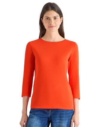 Cecil Basic Shirt in Unifarbe Cherry Tomato orange XXL