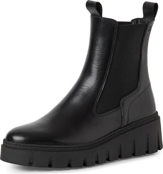 Tamaris Chelsea Boots Tamaris Leder Chelsea Boot - Schwarz Leder/Textil