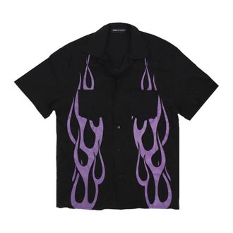 Vision Of Super Flames All Over Short Sleeve Shirt - - Shirts - Herren - Schwarzk - XS