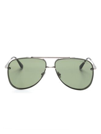 Tom Ford Eyewear lunettes de soleil Leon &agrave; monture pilote - Argent
