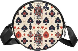 Generic Sac &agrave; bandouli&egrave;re rond pour femme, imprim&eacute; r&eacute;tro, petit sac &agrave; bandouli&egrave;re avec fermeture &eacute;clair, bretelles r&eacute;glables, sac &agrave; main rond d&eacute;contract&eacute; pour