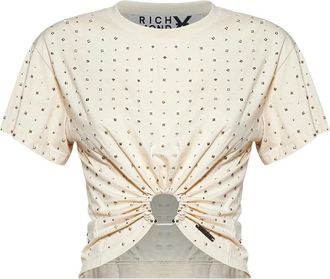 John Richmond Femme, Tops, Blanc, Taille: 38 FR T-shirt fronc&eacute; et orn&eacute;