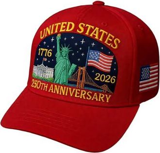 Generic Chapeau commémoratif - Chapeau de camionneur commémoratif America 250Th | Couvre-chef réglable tendance 1776-2026 pour défilé, course, voyage, pêche, 