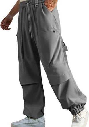 Generic Pantalon de travail d&eacute;contract&eacute; pour homme - Jambe droite - Pantalon de sport long, gris fonc&eacute;, XXL