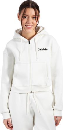 Smilodox Sweatjacke Damen Enara, Strickjacke mit Frontzipper und K&auml;ngurutasche, gesticktem Logo auf Brust, weichem Stoff mit B&uuml;ndchen, Bequeme Kapuzenjacke f&uuml;r