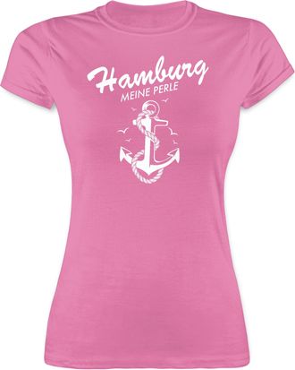 Shirtracer Shirt Damen - Stadt und City Outfit - Hamburg - Meine Perle - S - Rosa - Shirts st&auml;dte Hamburger t-Shirt t Hamburg... Tshirt Souvenir tailliert Tshirt