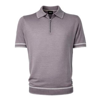 HUGO BOSS Mezza Zip Misto Lino H Norbertino Polo - - Tops - Herren - Grau - L