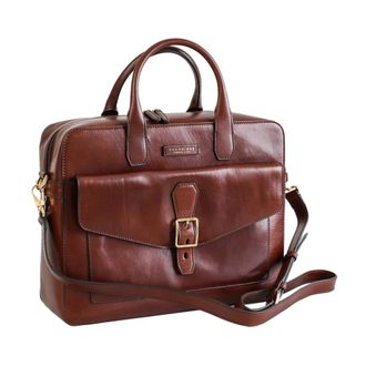The Bridge Braune Lederschultertasche mit Rei&szlig;verschluss - - Bags - Herren - Braun - ONE SIZE