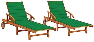 vidaXL Lot de 2 Chaises Longues avec Coussins, Bain de Soleil, Transat de Terrasse, Siège de Jardin Patio Extérieur, Bois dAcacia Solide