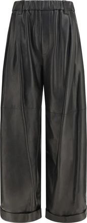 Brunello Cucinelli Nappa Leder Baggy Hose - - Trousers - Damen - Schwarzk - M