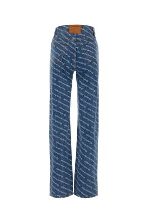 Alexander Wang Womens Printed Denim Jeans Deepbluewhite Exterior: Cotton