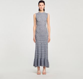 Sandro Robe longue en maille à studs